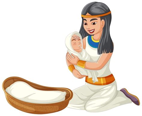 Princesa sosteniendo al bebé moisés una historia bíblica religiosa