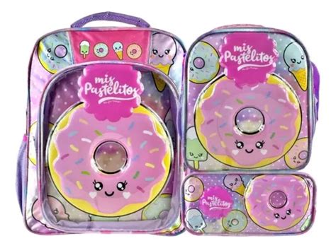 Mochila Lonchera Y Lapicera Mis Pastelitos Dona Primaria Ruz Original