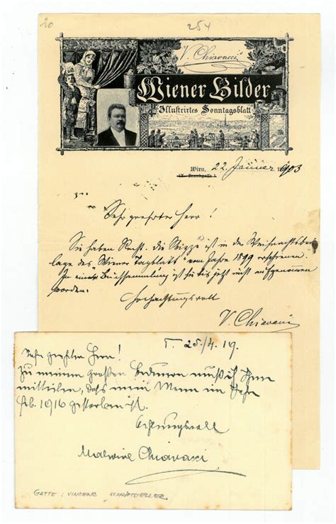 Chiavacci Vinzenz Eigenh Und Ms Brief Mit U Sowie 1 Eigenh