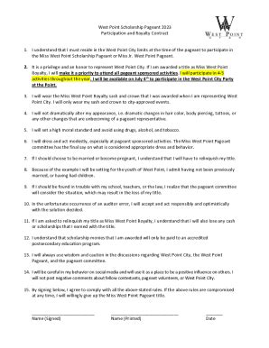 Fillable Online Miss West Point Pageant Fax Email Print PdfFiller