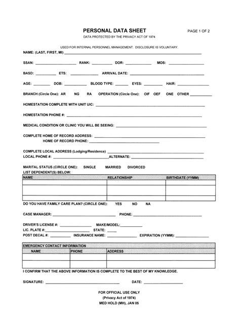 Personal Data Sheet Sample Fill Out Sign Online DocHub
