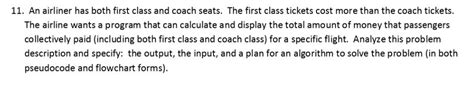 Solved An Airliner Has Both First Class And Coach Seats Chegg