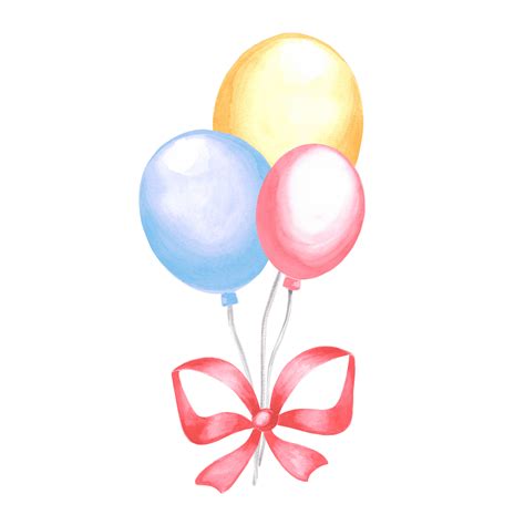 Aquarell Komposition Von Bunt Luftballons Mit Rot Bogen Vorlage Zum