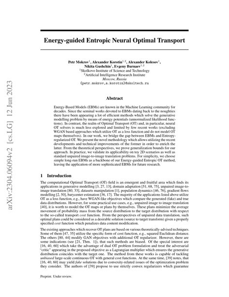 Pdf Energy Guided Entropic Neural Optimal Transport