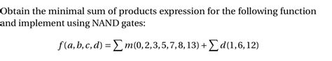 solved obtain the minimal sum of products expression for the