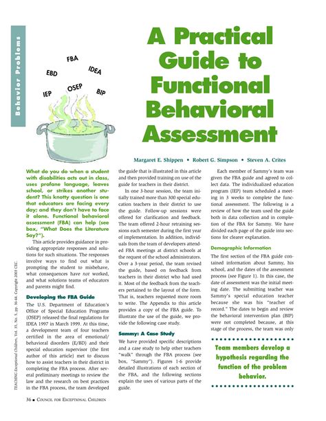 10 functional behavioral analysis examples pdf