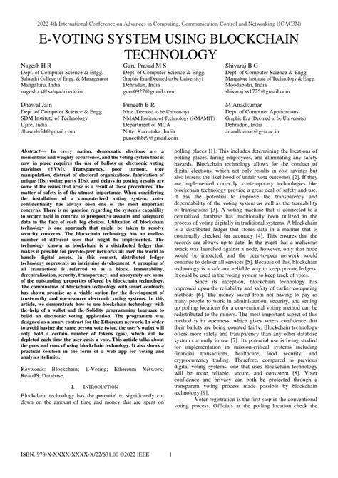 pdf e voting system using blockchain technology