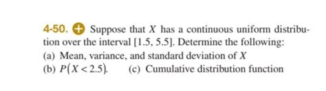solved 4 50 suppose that x has a continuous uniform