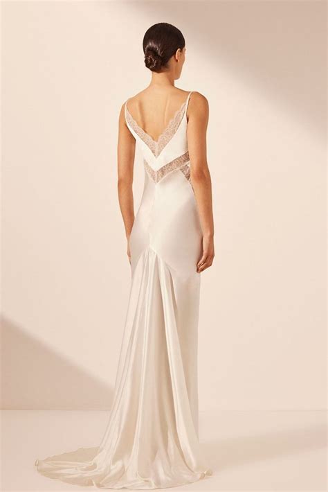 La Lune Cumulus Silk Plunged Lace Maxi Dress Ivory Dresses Shona