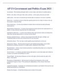 AP US Government And Politics Exam 2021 With Complete Solution AP US