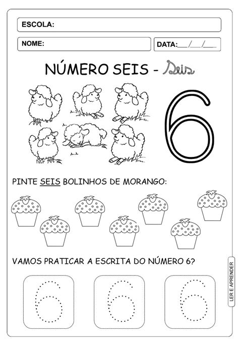 Atividade para imprimir sobre o número 6 Educação Infantil
