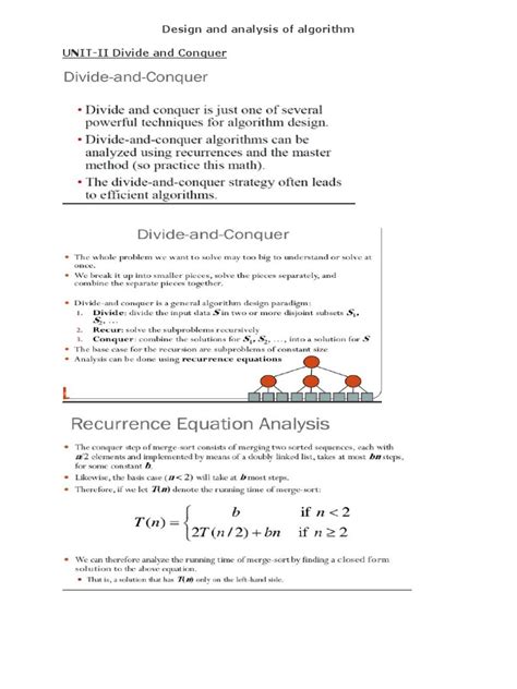 design and analysis of algorithm unit ii divide and conquer pdf algorithms and data
