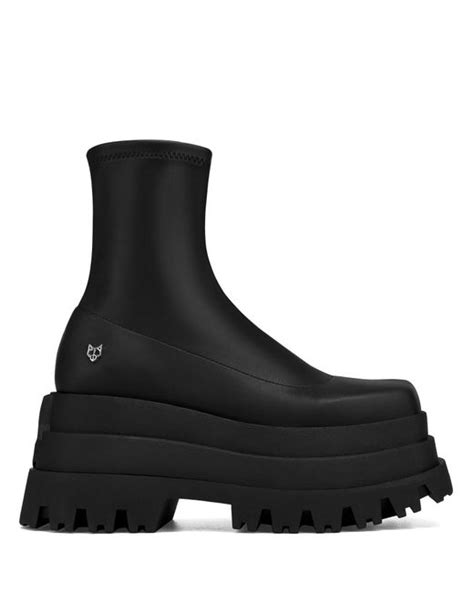Naked Wolfe Sassy Faux Leather Tiered Platform Boots In Black Lyst