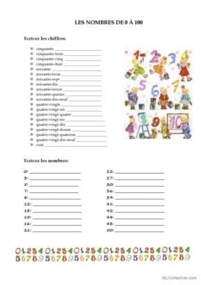 139 Nombres Français FLE fiches pedagogiques pdf doc