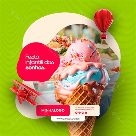 Festa Infantil dos Sonhos Buffet Infantil Social Media PSD Editável
