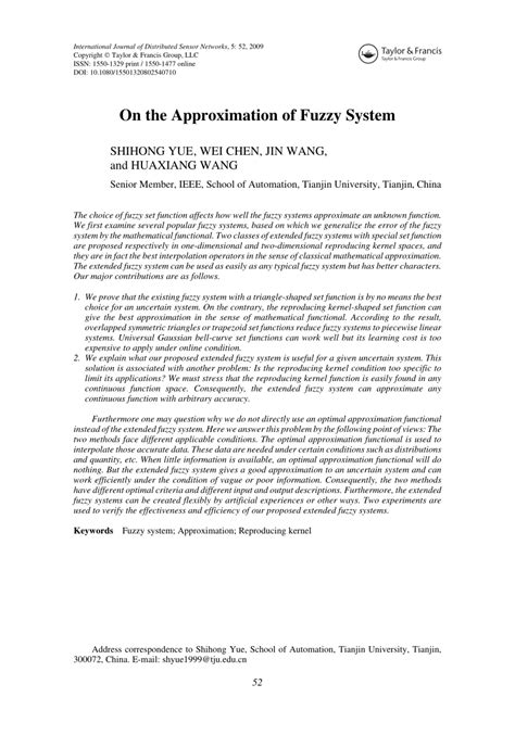 pdf on the approximation of fuzzy system