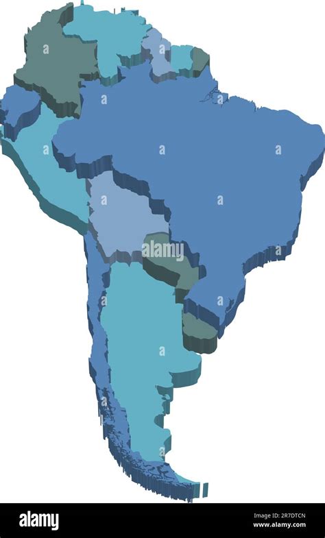 3d mapa político de américa del sur con los territorios de los países