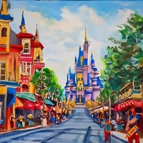 A Painting Of Main Street Usa At Walt Disney World On Craiyon