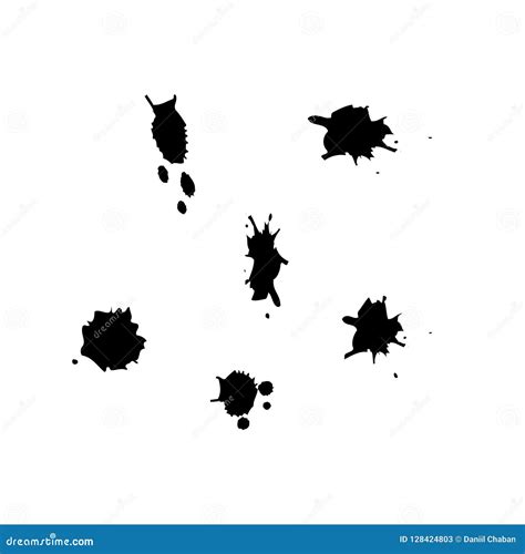 Sistema Negro Del Punto De La Tinta Mancha Blanca Negra De La Pintura
