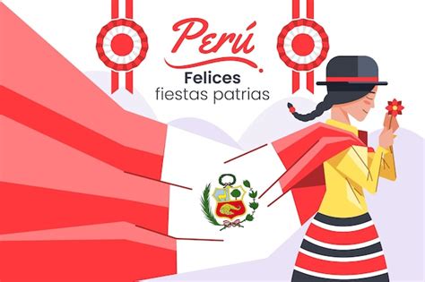 플랫 fiestas patrias de peru 그림 무료 벡터