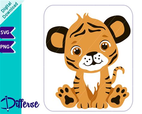 Cute Baby Tiger SVG SVG Cut File PNG Tiger Svg Baby Etsy