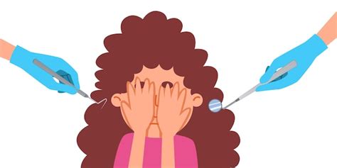 A menina tem medo do dentista um paciente assustado é uma criança