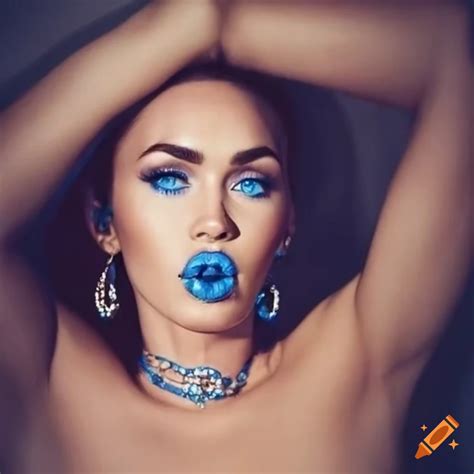 Portrait Of Megan Fox And Miley Cyrus With Blue Catlike Eyes