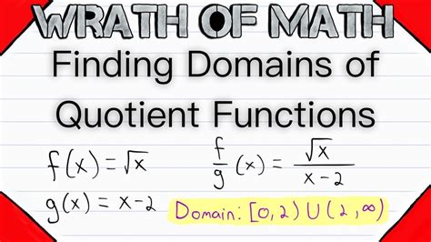 finding domains of quotient functions calculus youtube