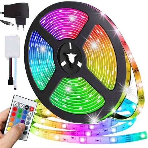 TAŚMA LED RGB 5m WODOODPORNA Ledy 5050 Listwa 230v 12v Kolorowa NA
