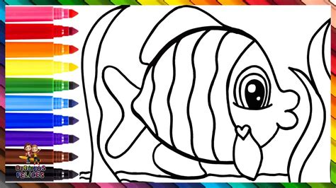 Cómo Dibujar Un Pez Dibuja y Colorea Un Lindo Pez Arcoiris Dibujos Para