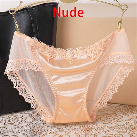 Cheap Women Lady Sexy Lace Panties Silk Satin Seamless Breathable Lingerie Briefs Underwear