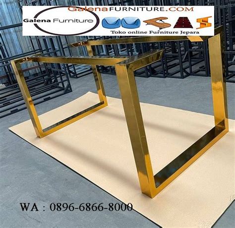 Jual Kaki Meja Stainless Persegi Panjang Gold Desain Simple Kotak