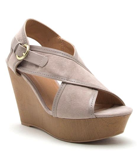 Qupid Taupe Crisscross Gimmick Wedge Women Wedges Womens Shoes