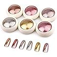 Amazon BISHENGYF Chrome Nail Powder 6 Jars Rose Gold Mirror