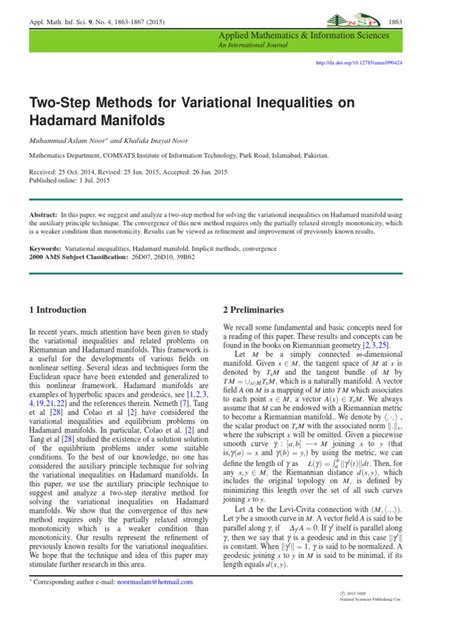 two step methods for variational inequalities on hadamard manifolds pdf