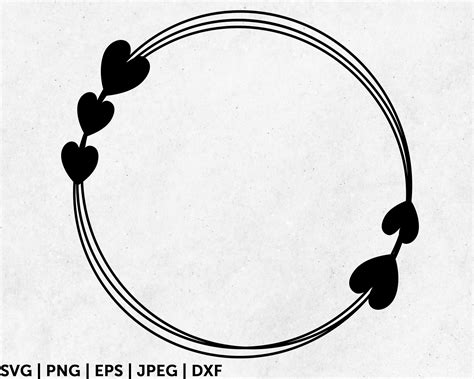Circle Wire Frame With Hearts Svg Circle Svg Circle Clipart Etsy