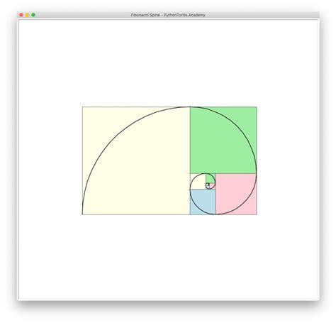 fibonacci spiral python and turtle