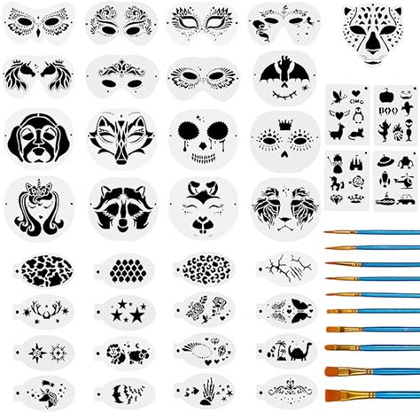 Pieces Face Stencils Kit Reusable Large Face Paint Stencils