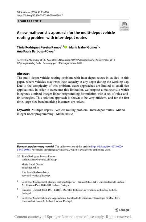 a new matheuristic approach for the multi depot vehicle routing problem with inter depot routes