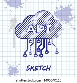 Sketch Line Cloud Api Interface Icon Stock Vector Royalty Free