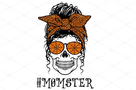 Momster Halloween Skull Messy Hair Bun Graphic By Auaino Art Creative
