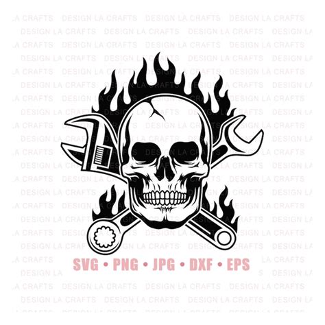 Mechanic Skull Svg Png Skull Mechanic Svg Flaming Skull Sv Inspire