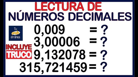COMO LEER NÚMEROS DECIMALES Muy Fácil Incluye Truco YouTube