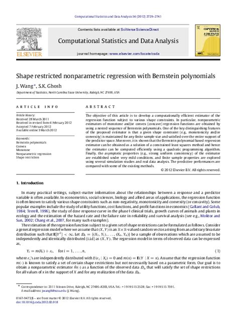 pdf shape restricted nonparametric regression with bernstein polynomials sujit ghosh