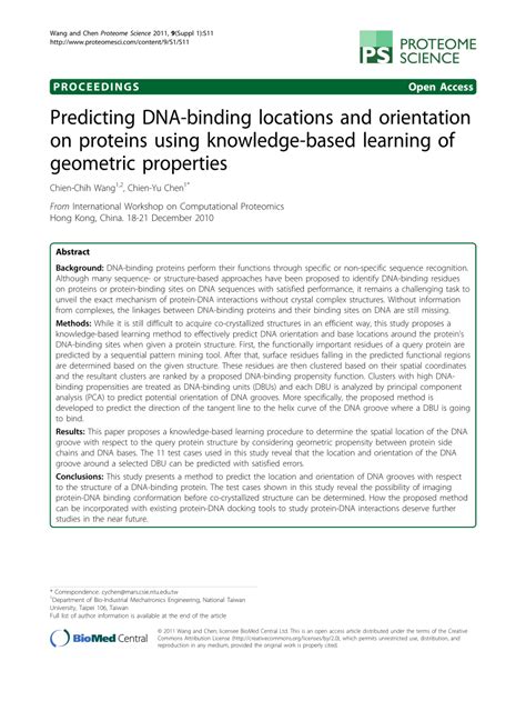 pdf predicting dna binding locations and orientation on proteins using knowledge based