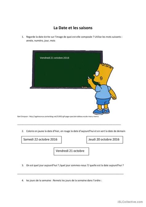 20 Date Français FLE fiches pedagogiques pdf doc