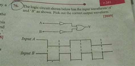 by a 176 the logic circuit shown below has the inpu and b as shown pick out the correct