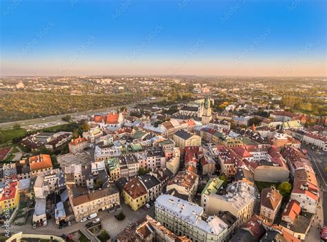 Zdjęcie Stock Lublin stare miasto z lotu ptaka Zabytki Lublina