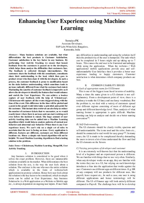 pdf ijert enhancing user experience using machine learning ijert journal