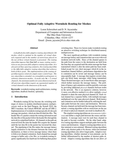 optimal fully adaptive wormhole routing for meshes pdf routing areas of computer science